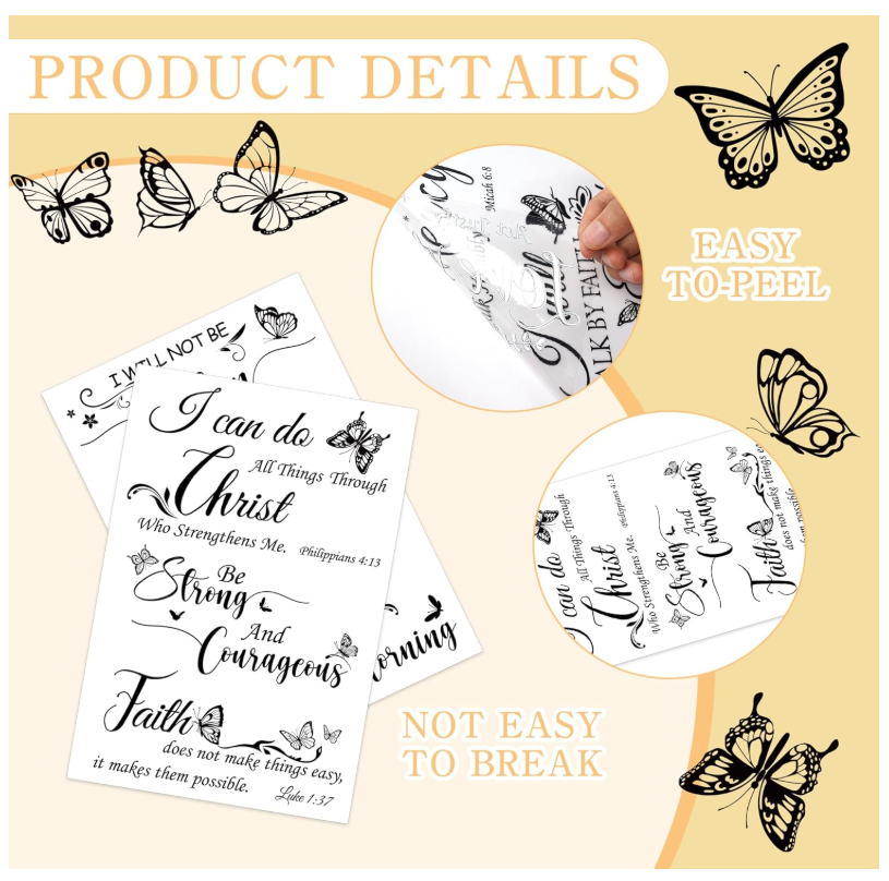 Rub on Transfers for Crafts Furnitures Stickers: 6 Pcs Bible Verses Rub ...