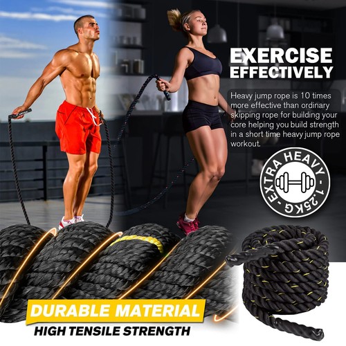 Heavy Skipping Rope Weighted Jump Cardio Gym Fitness Workout Boot Camp ...