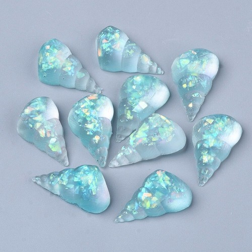 Green Shells Sparkle Shells Flatback 26mm Shell Foil Charms Gems ...
