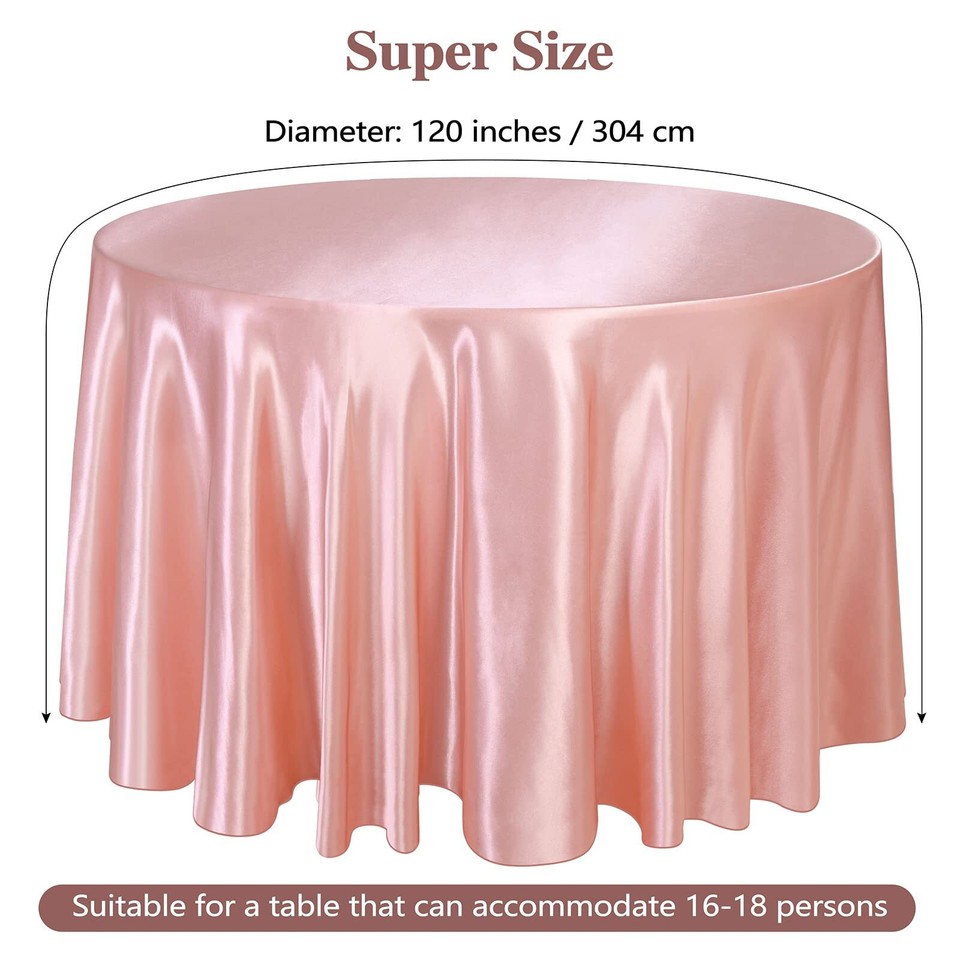 120 Inches Round Satin Tablecloths Rose Gold Overlay Round Satin Table ...