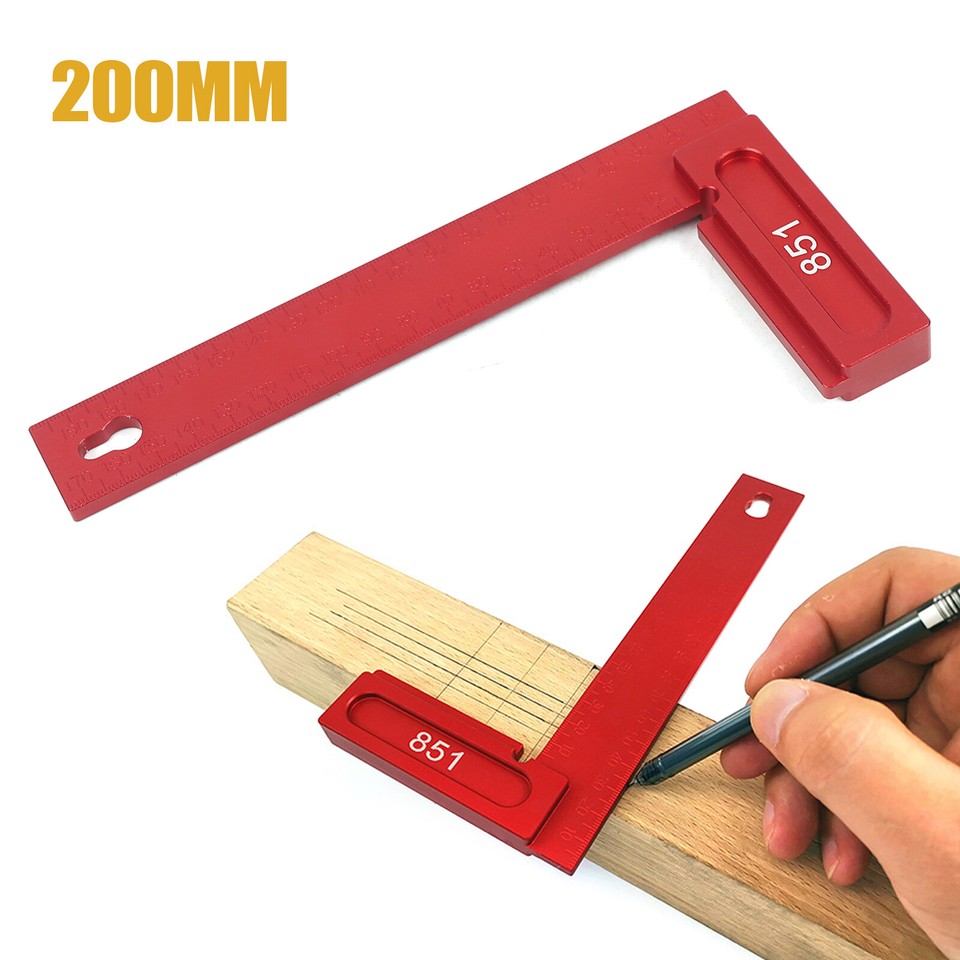 Aluminum Alloy 200mm Hardwood Try Set Square Woodworking Carpenter Wood ...
