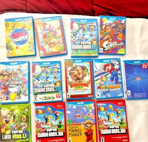13x NINTENDO Wii AND Wii U CASES ONLY AND SOME MANUALS INC SUPER MARIO ...