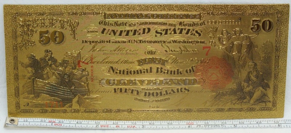24K Gold-Plated Foil Note Currency Bill Paper Money Novelty Famous Cash ...