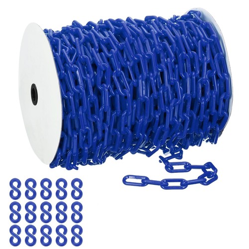 Blue Plastic Chain, 131 ft 8mm Safety Barrier Chain Large Plastic Chain ...