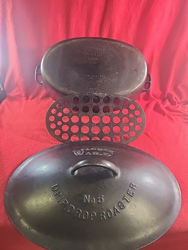 Antique Wagner Ware No5 Drip Drop Roaster Oval W/Lid 1285/Roaster1285 ...