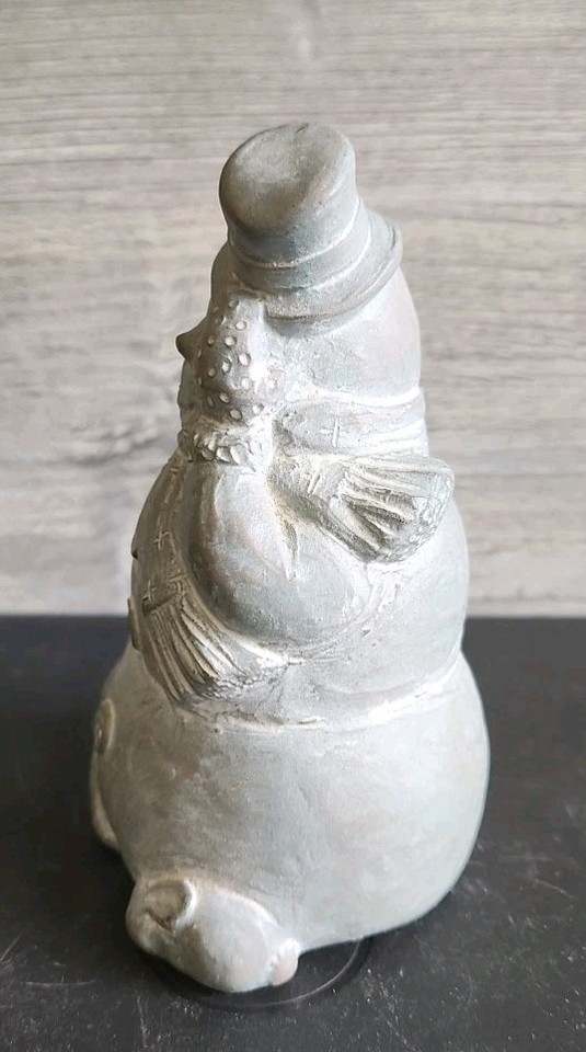1998 Isabel Bloom Signd Stone Carved Snowman Tipping Top Hat Sculpture ...