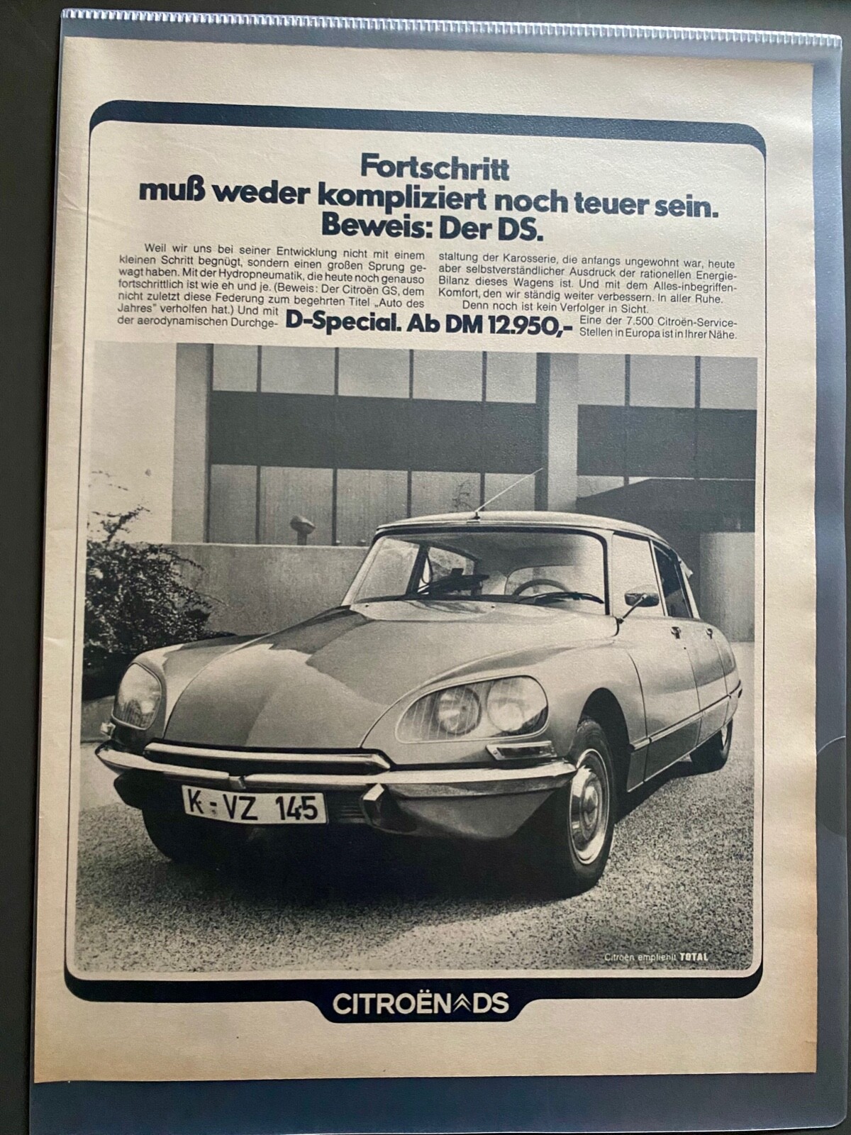 Citroen DS D-Special Oldtimer Original 1973 Vintage Advert Werbung ...