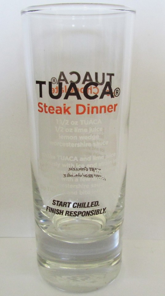 TUACA TALL SHOT GLASS FEATURES RECIPES FOR STEAK DINER & HOT CHOCOLATE ...