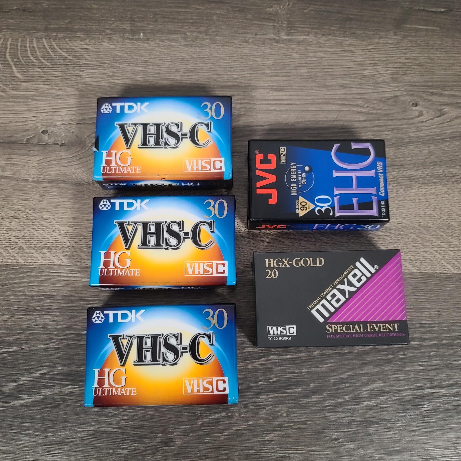 Mix Lot of 5 VHS-C Blank Camcorder Tapes TDK HG Ultimate JVC EHG Maxell ...