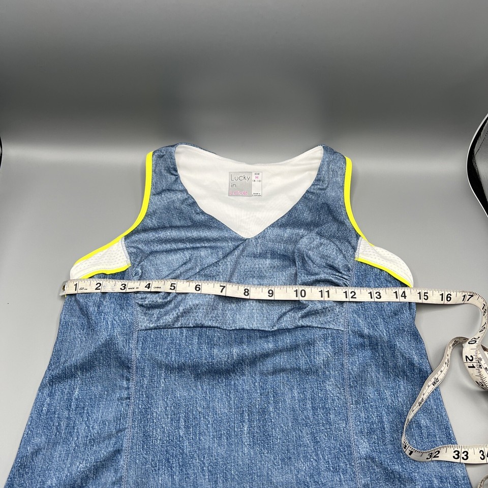LUCKY IN LOVE tank top size medium faux denim golf tennis pickleball | eBay
