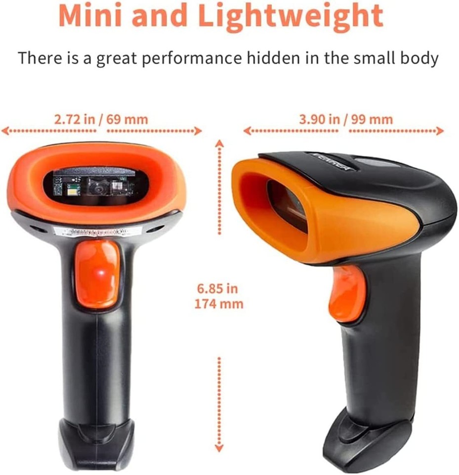 1D/2D USB Wired Barcode Scanner Handheld QR Code Reader for PC Windows ...