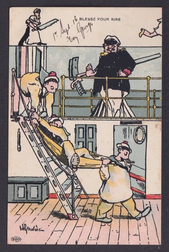 Propaganda postcard, Marine life, Hurt for Laughing, Satire, WWI | eBay
