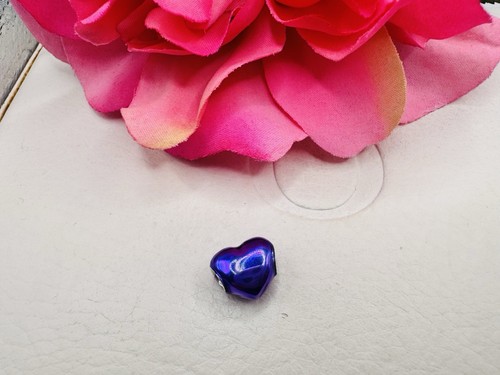 Authentic Pandora Charm Metallic Purple Heart #799291C01 Silver Enamel ...