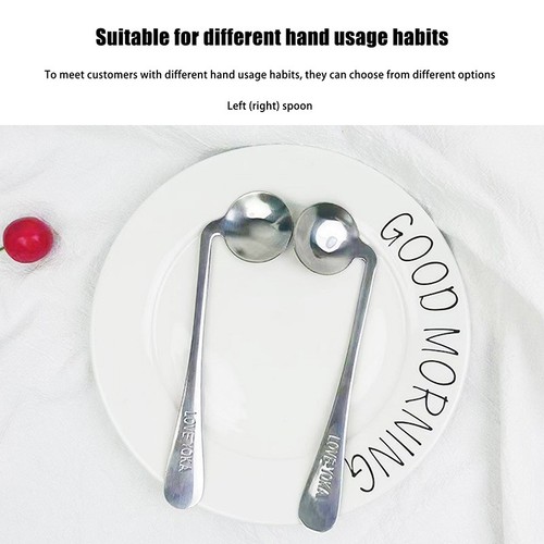 1Pc Stainless Steel Angled Offset Spoon Left/Right Hand Curved Feeding ...