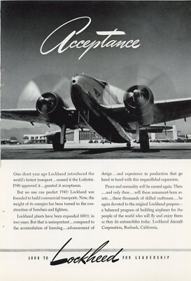 1940 Lockheed Aircraft Vintage Aviation Ad Mid Continent Airlines ...