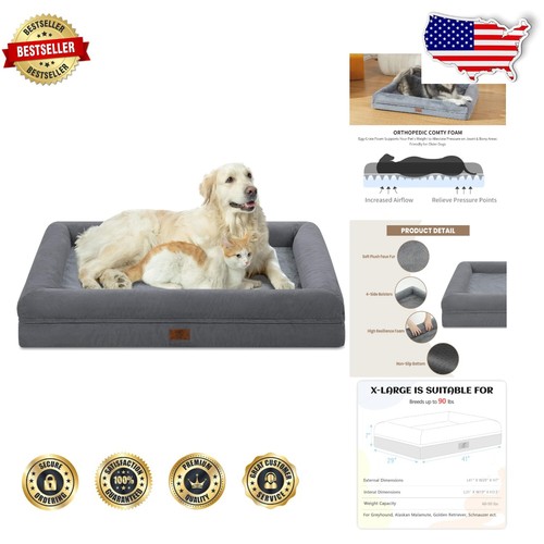 Premium Faux Suede Dog Bed for Large Dogs - Washable, Non-Skid ...