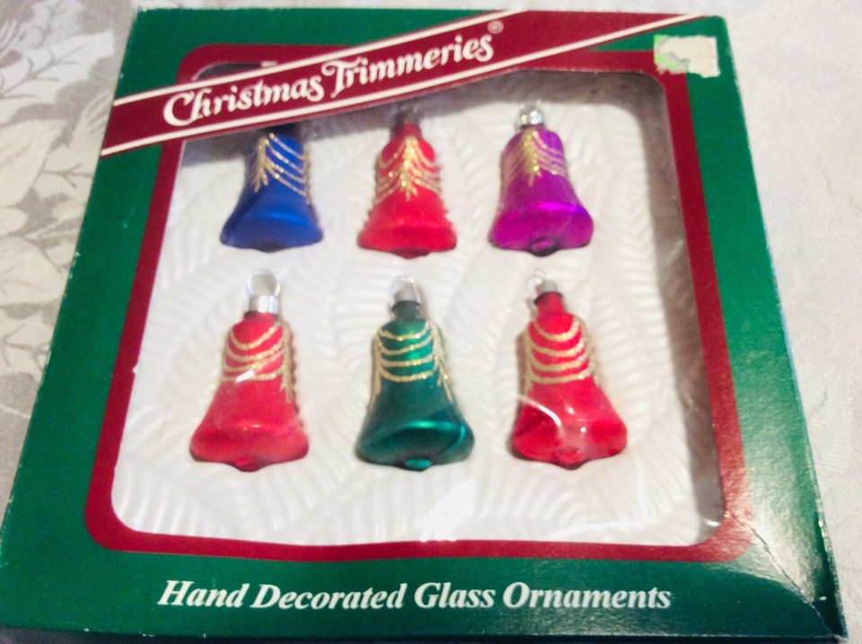 Bradford-Novelty-Vintage Christmas Ornaments-BELLS-Glass Hand Decorated ...