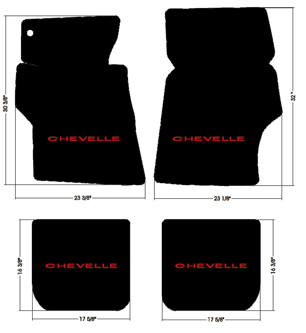 NEW! 1966 - 1967 CHEVELLE Floor Mats Black Carpet Embroidered Red LOGO ...