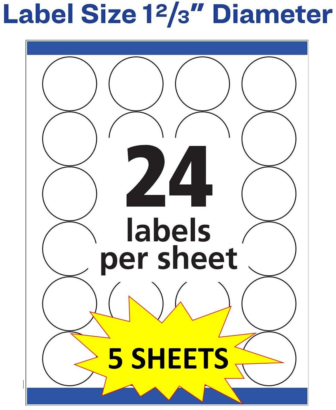 Avery Dennison Ave-5293 High Visibility Label - 1.66" Diameter 24/sheet ...