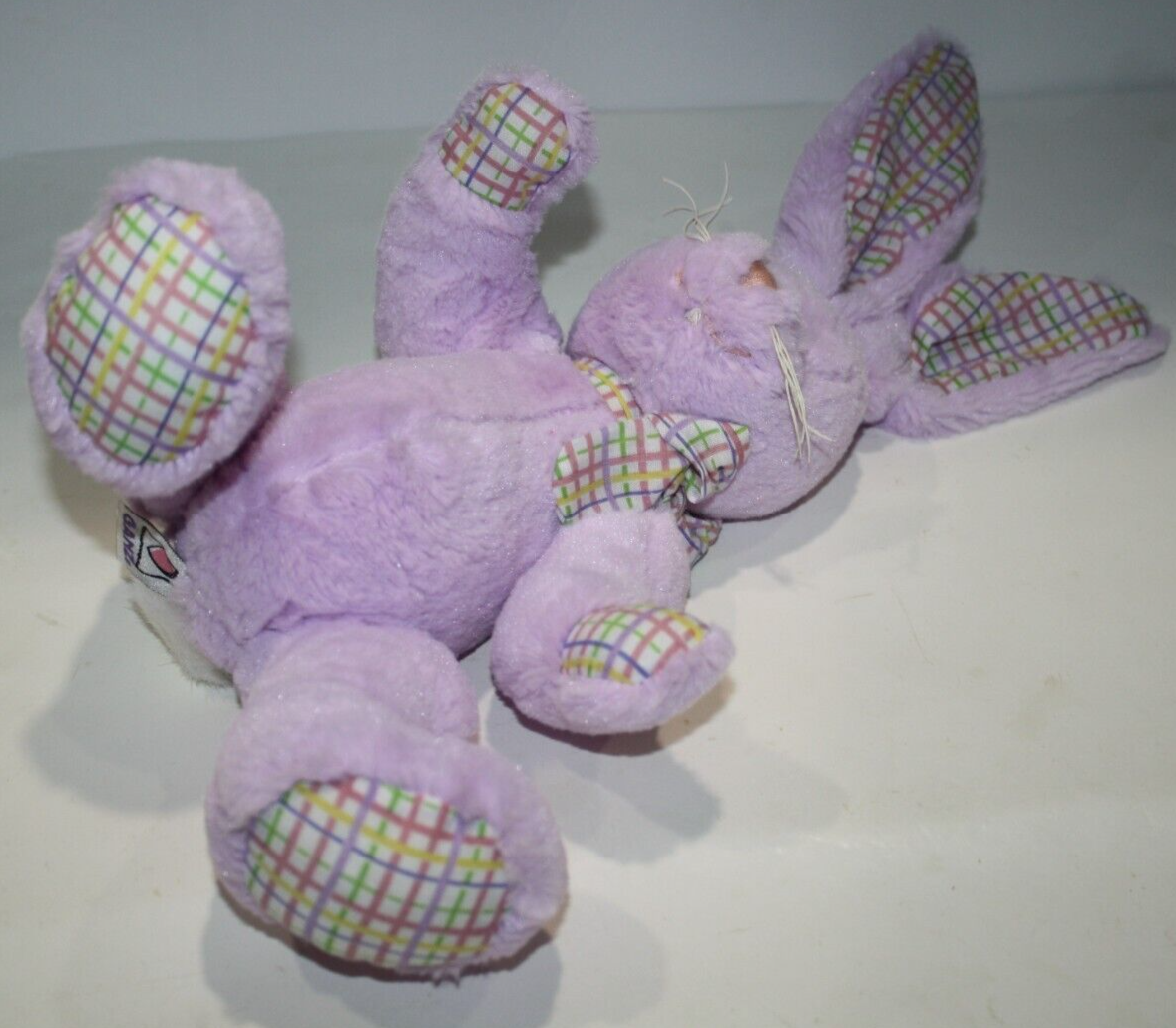 Ganz Pitter Patterns Easter Bunny Rabbit HE9432 Purple Plush Plaid Ears ...
