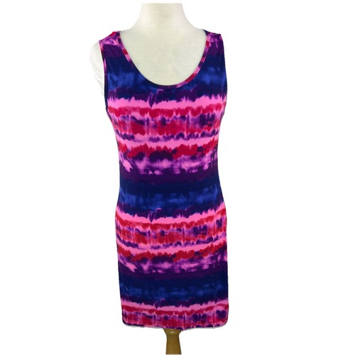 AQ-Sport Size L Tie Dye Tank Dress Blue Purple Pink Red Stretch Slim ...