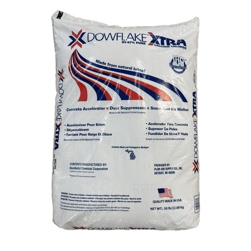 Dowflake Xtra Calcium Chloride Flakes 50lb Bag - Ice Melt Salt for ...