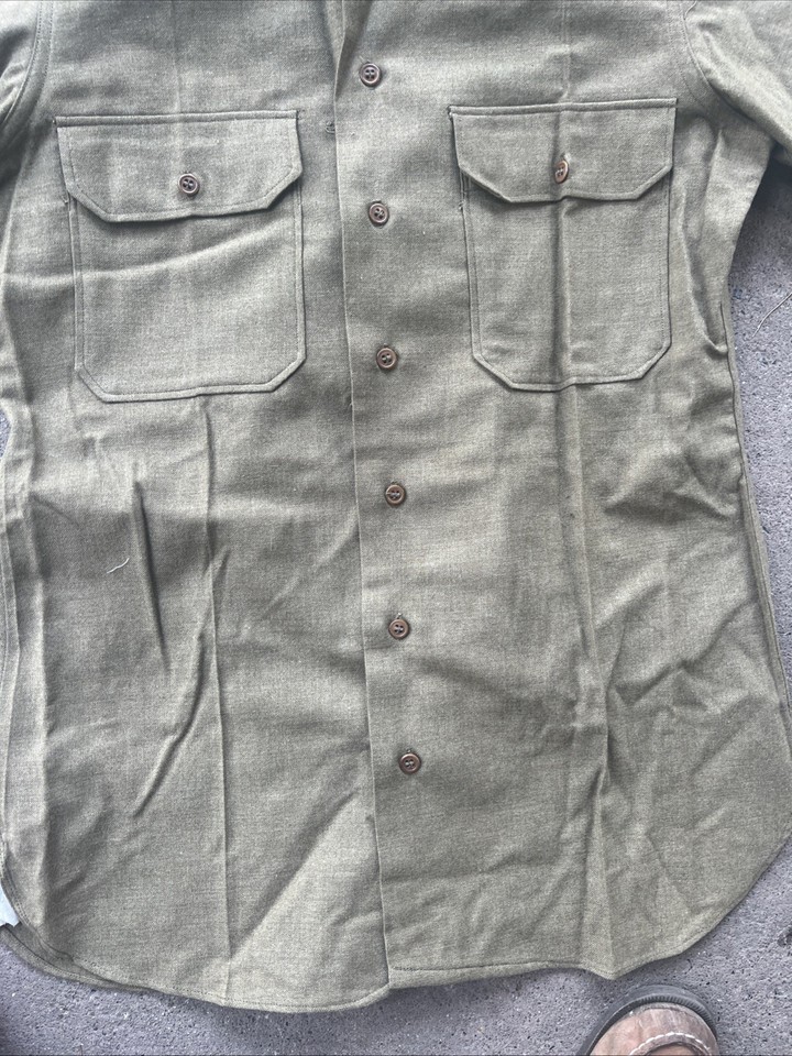WW2 US Army Enlisted OD Wool Shirt 15 X 33 1943 (AA331 | eBay