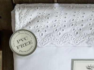 Rachel Ashwell Embroidered Eyelet FULL SIZE Cotton Sheet Set White ...
