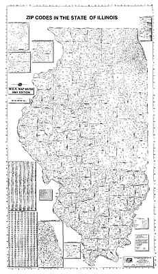 Illinois State Laminated Zip Code Wall Map | eBay