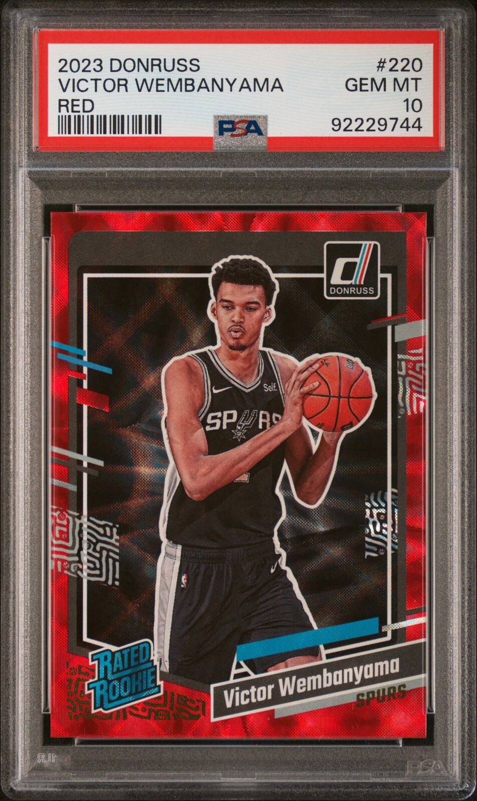 PSA 10 23-24 Donruss Rated Rookie Victor Wembanyama Holo Red Laser ...
