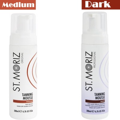 St Moritz INSTANT Tan SELF TANNING MOUSSE MEDIUM Golden Glow 200ml Free ...