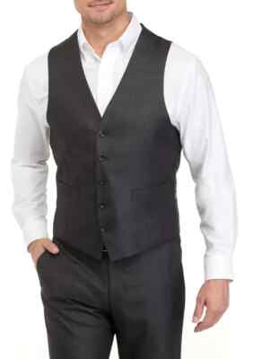 Kenneth Cole Reaction Men's Multi Pattern Suit Separate Vest, Charcoal ...