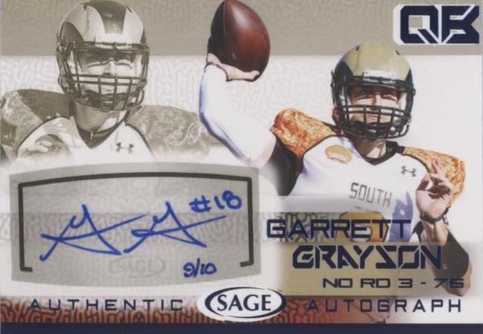 2015 Sage Autographed - Garrett Grayson #A20 Platinum /10 (AU, RC) for ...