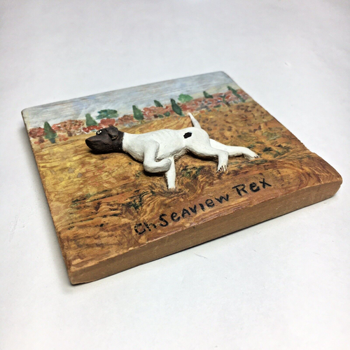 Vtg Ch. Seaview Rex Quail Hunting Pointer Bird Dog Wood Relief Carving ...