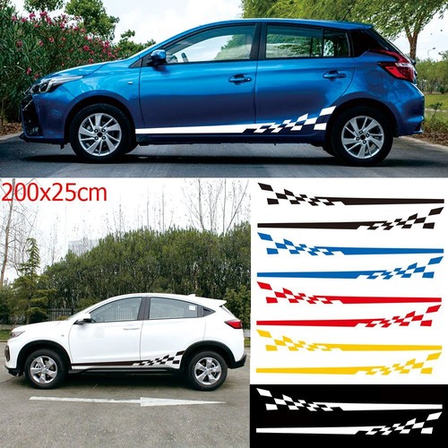 2Pcs Vinyl PVC 200x25cm Both Sides Car Sport Stickers Racing Stripe ...