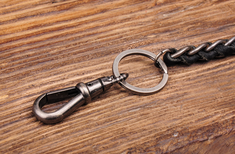 Motocycle Biker Leather&Metal Chain Braid Rocker Jean Keychains Key ...