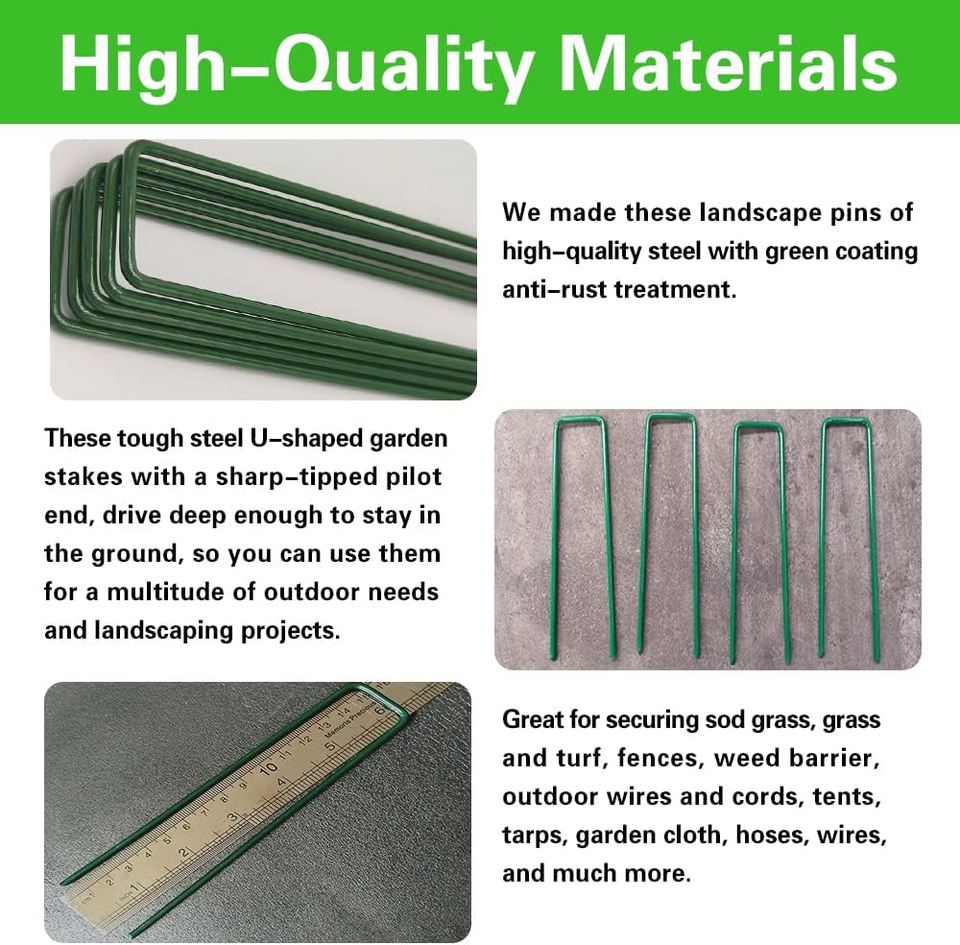 50Pcs Green Landscape Staples 6in Garden Artificial Turf Stakes Staples ...