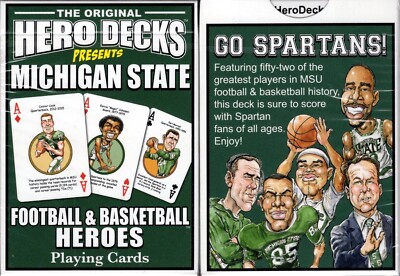 Michigan State Football & Basketball Heroes Playing Cards Poker Size ...
