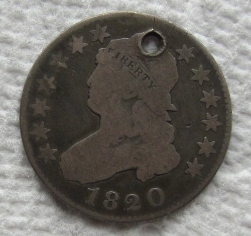 1820 25C Capped Bust Quarter Large Diameter Large 0 Rare Key Date G ...