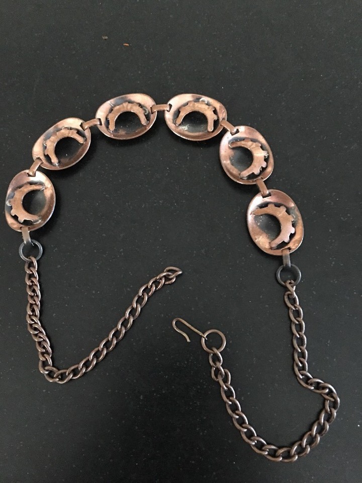 Retro Mid Century Modernist Copper Statement Choker Necklace Chain Link ...