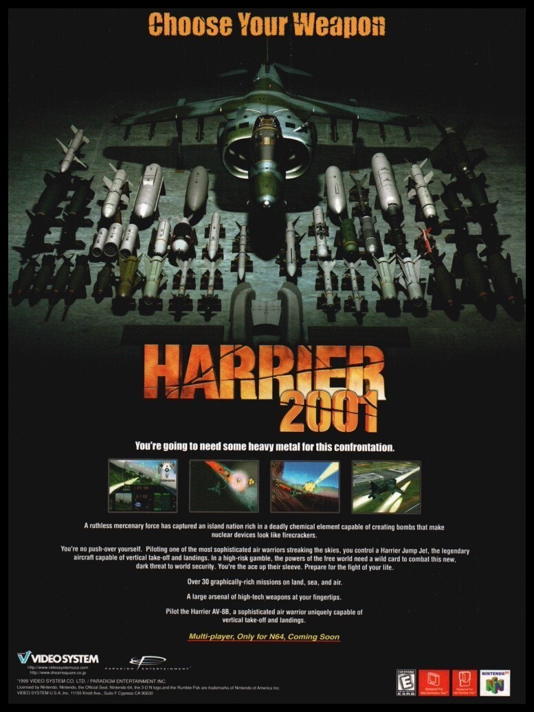 Harrier 2001 N64 Nintendo-print ad / mini-poster-Game room,man cave art ...
