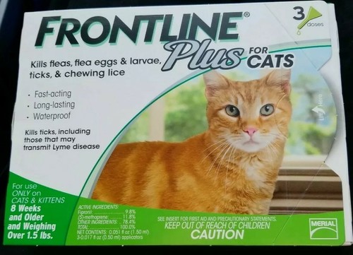 *FRONTLINE Plus for Cats Flea and Tick Medicine Cat Feline 3 Month ...