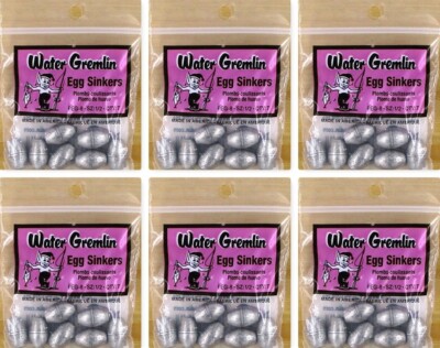 (6) Packs Water Gremlin 1/2 Oz Egg Sinkers Size 1/2 Wholesale Lot Brand ...