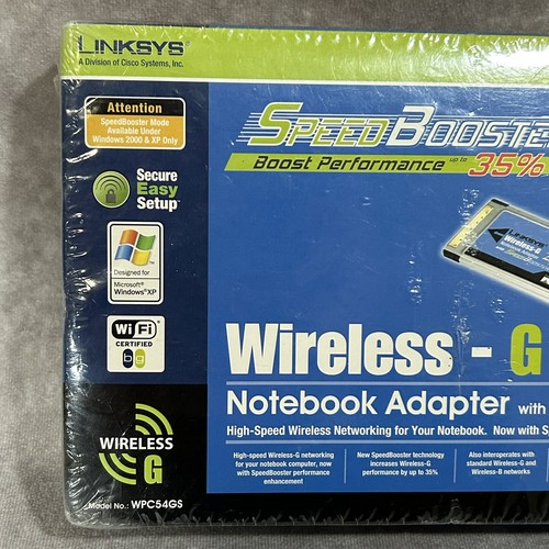 NEW Linksys Wireless G Notebook Adaptor w/Speed booster 2.4 GHz SEALED ...