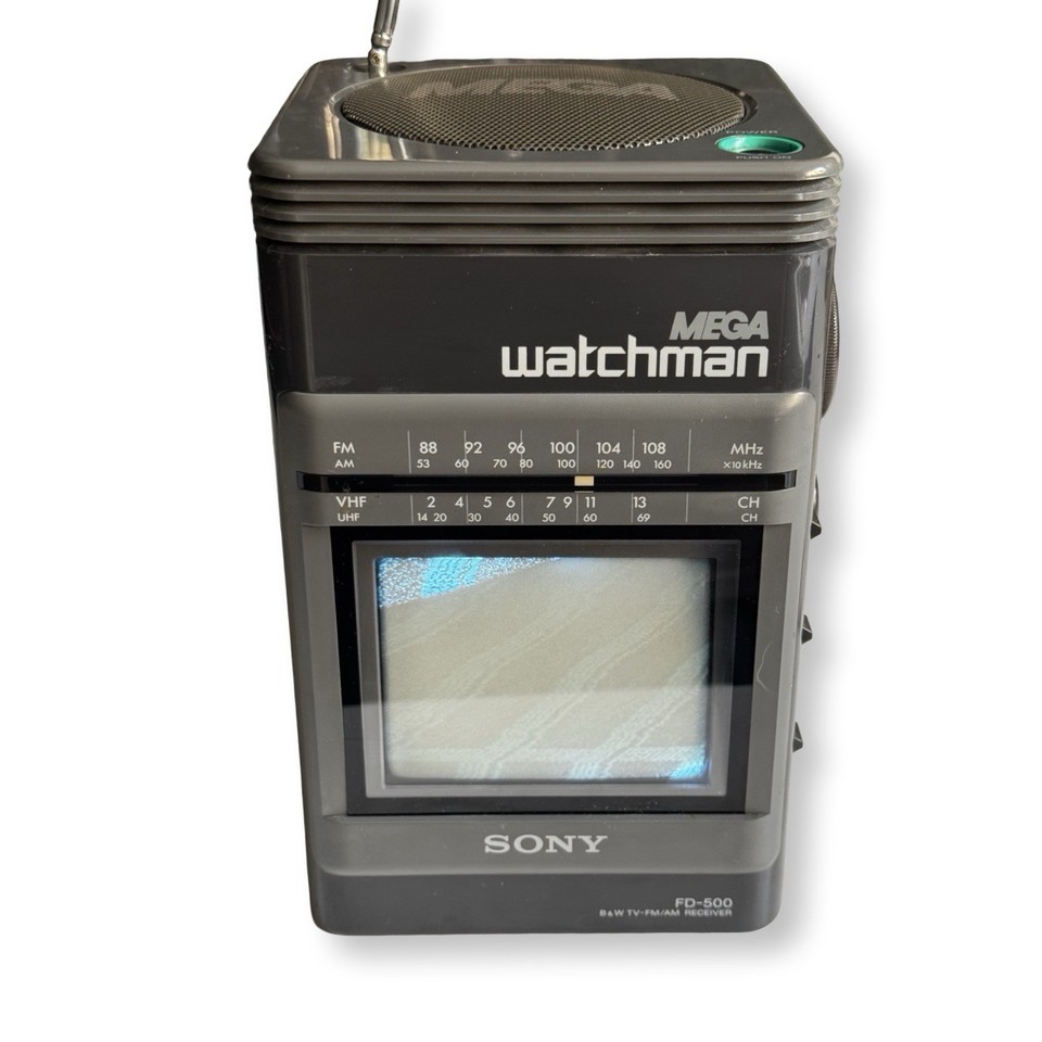 Sony Mega Watchman FD-500 B&W Portable TV AM/FM Receiver Tested Working ...