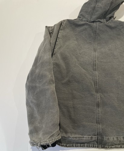 Carhartt J141 Mens L Black Sandston Sherpa Lined Sierra Jacket Distress ...