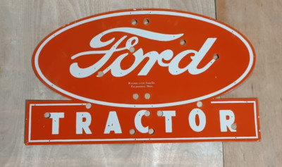 Vintage Ford Tractor Neon Skin Gas & Oil Porcelain Enamel Sign 48x28.5 ...