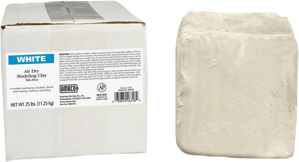 25 lbs. Versatile Air Dry Clay for Pottery & Sculpting - White Color ...
