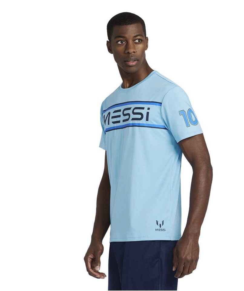 Messi Logo Tee Short Sleeve Sports T-Shirt for Men, Color: Air Blue ...