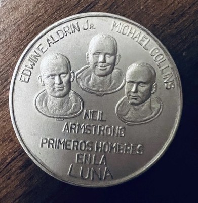 Vintage Mexico Commemorative Silver Coin Apollo 11 Moon Landing Neil ...